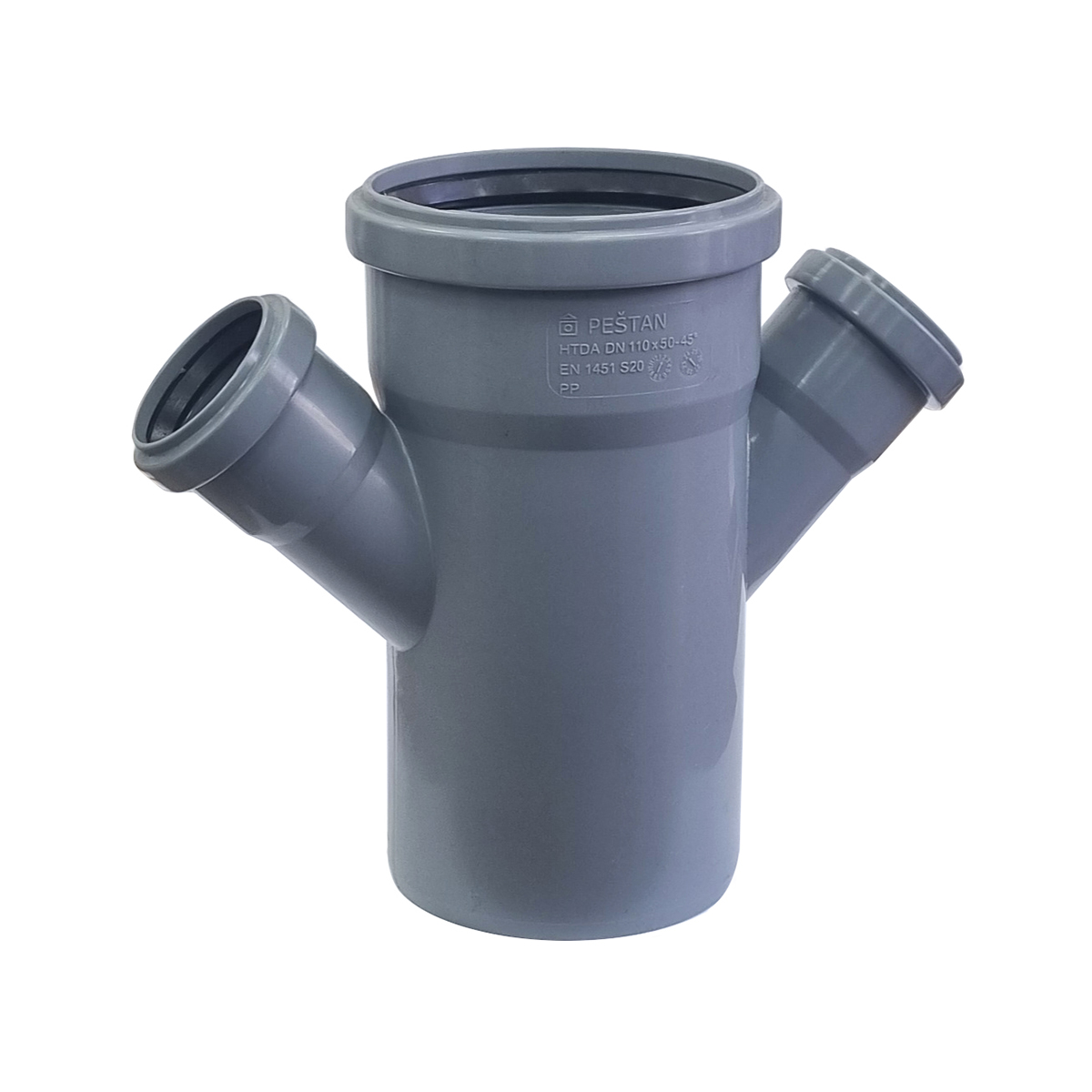 PP račva dupla kosa reducirana fi 110/50/45° | Exterim