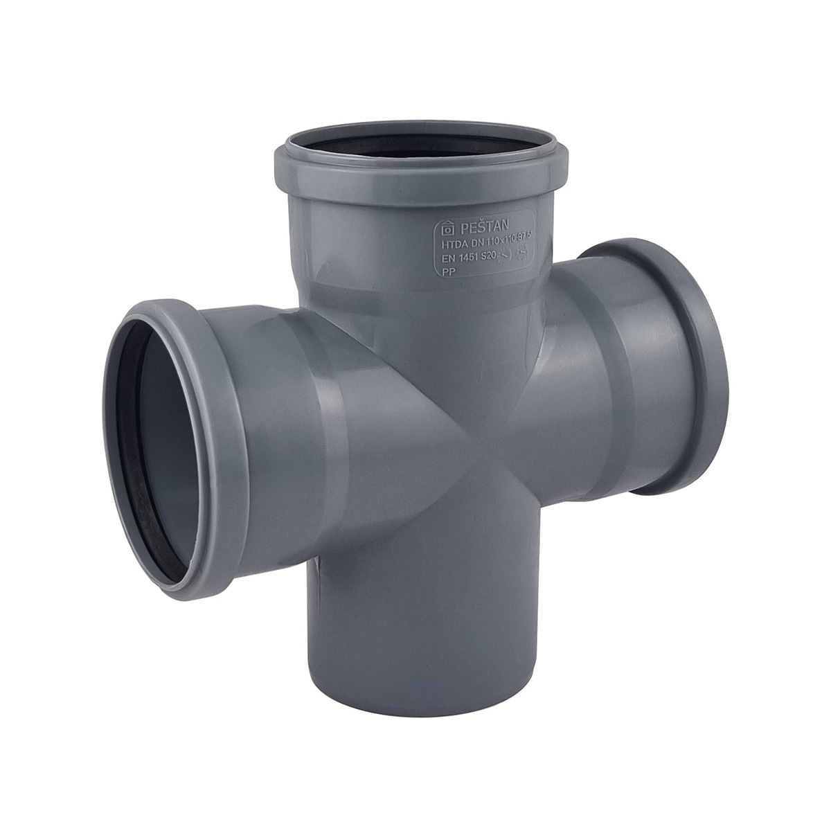 PVC odvodna kanalizacijska dupla račva fi 110/110/110/90° | Exterim