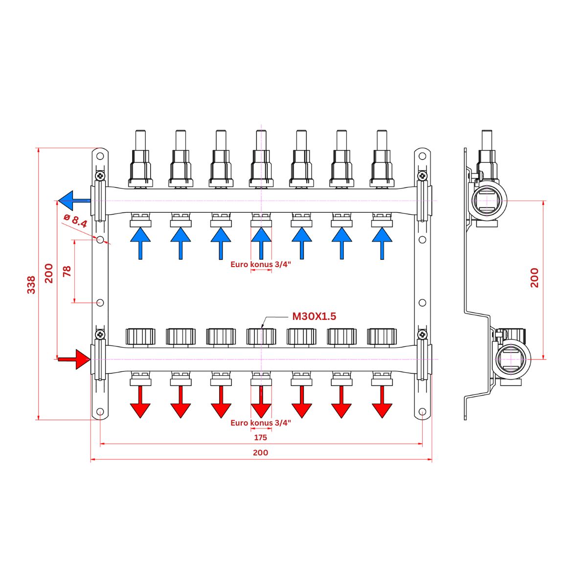 Razdjelnik inox s top metrom - 3 krugova | Exterim